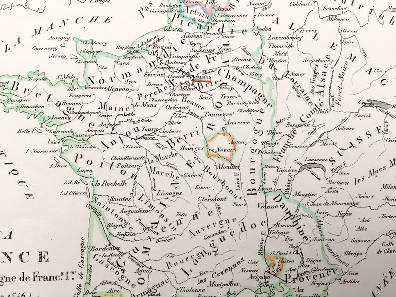 Antique 1835 Ancient France Map From JG Heck's Atlas Géographique ...