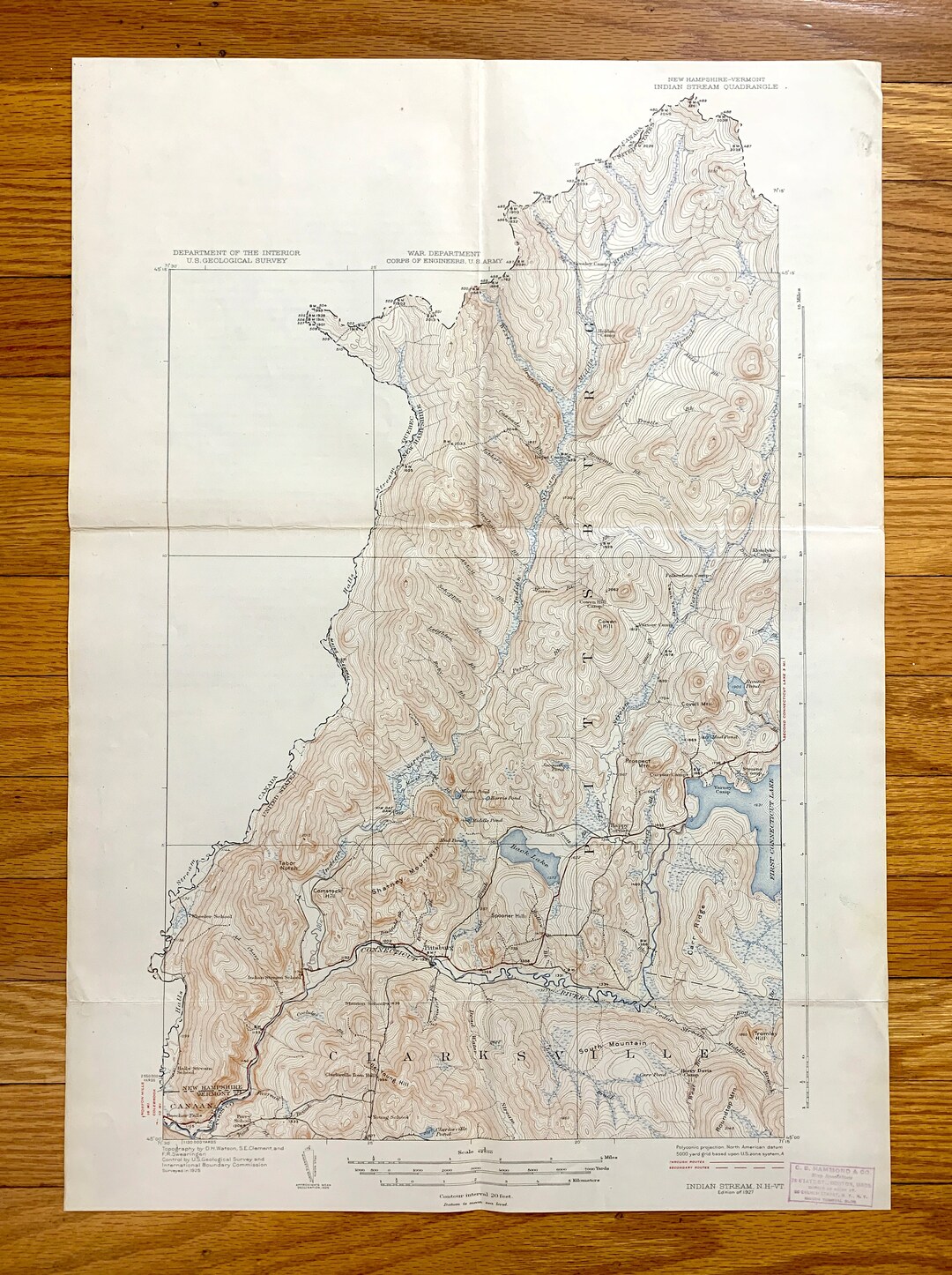 Antique Pittsburg, New Hampshire 1927 US Geological Survey Topographic ...