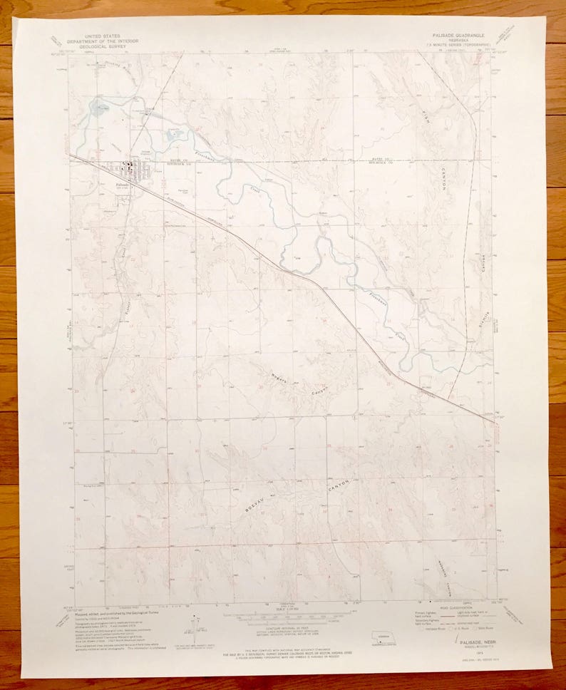 Antique Palisade, Nebraska 1973 US Geological Survey Topographic Map ...