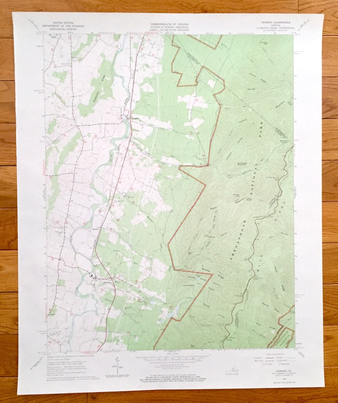 Antique Crimora, Virginia 1965 US Geological Survey Topographic Map ...