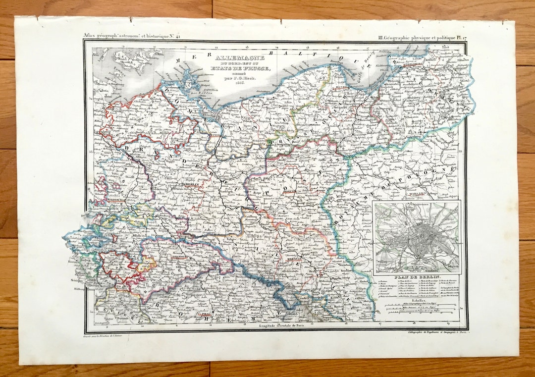 Antique 1835 Ancient Prussia Map From JG Heck's Atlas Géographique ...