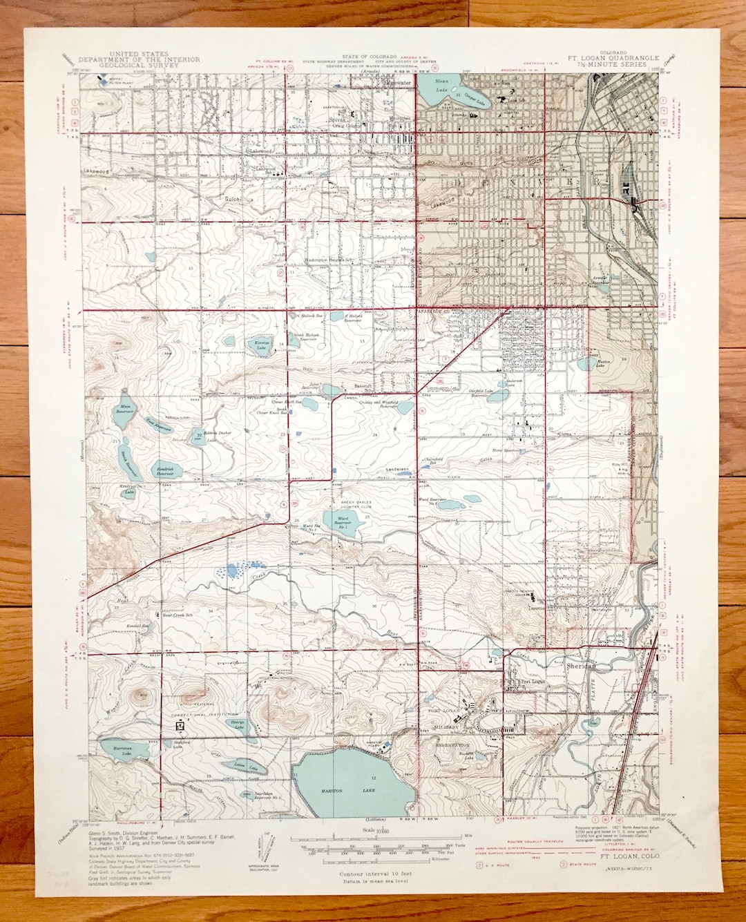 Antique Fort Logan, Colorado 1941 US Geological Survey Topographic Map ...