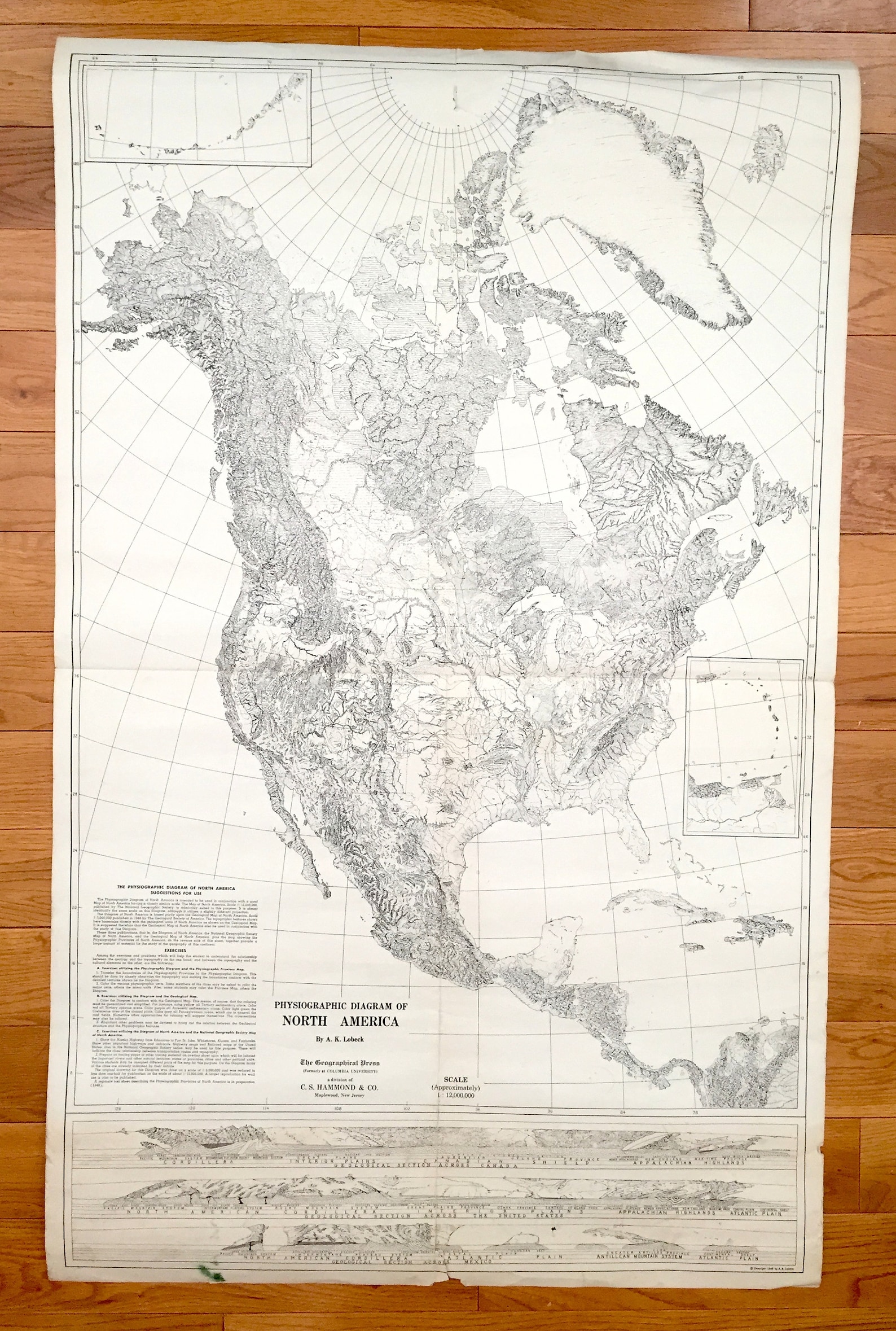 Antique 1948 Physiographic Diagram and Provinces of North - Etsy