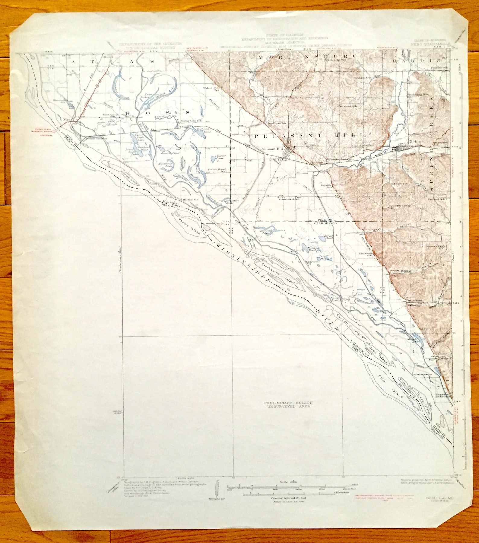 Antique Nebo Illinois 1930 US Geological Survey Topographic | Etsy