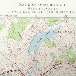 Antique Ransom, Pennsylvania 1946 US Geological Survey Topographic Map ...