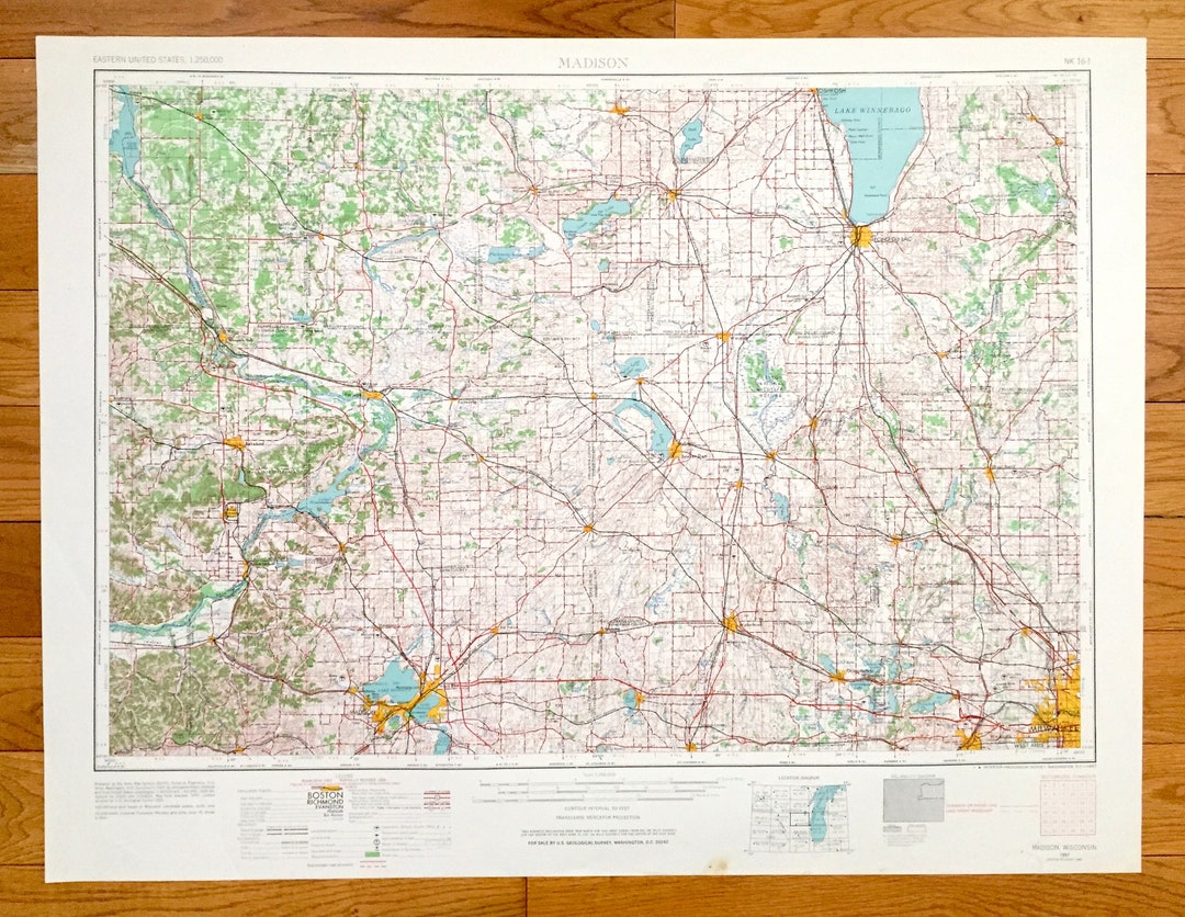 Antique Madison, Wisconsin 1957 US Geological Survey Topographic Map ...