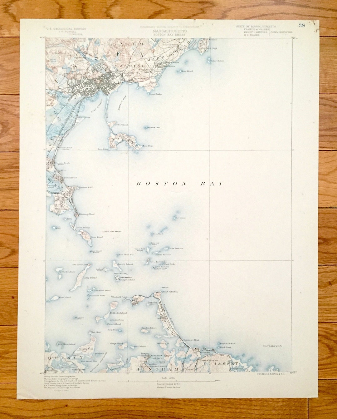 Antique Boston Harbor, Massachusetts 1886 US Geological Survey ...