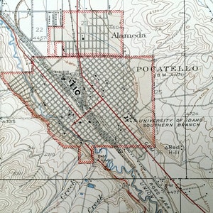 Antique Pocatello, Idaho 1944 US Geological Survey Topographic Map ...