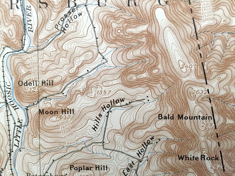 Antique Hoosick Falls, New York 1897 US Geological Survey Topographic ...