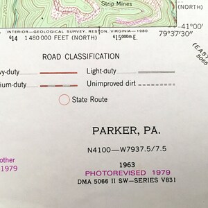 Antique Parker, Pennsylvania 1963 US Geological Survey Topographic Map ...