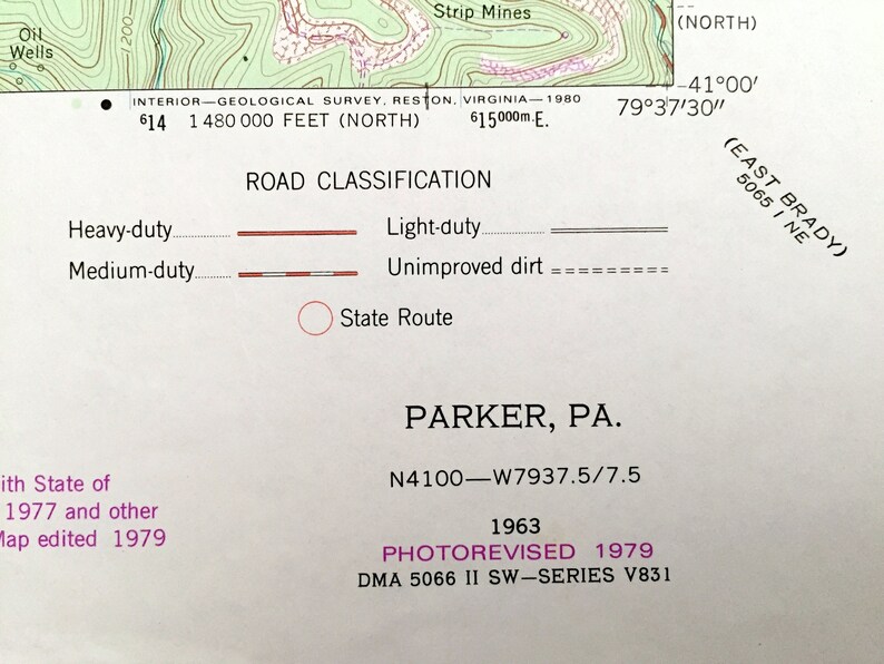 Antique Parker, Pennsylvania 1963 US Geological Survey Topographic Map ...