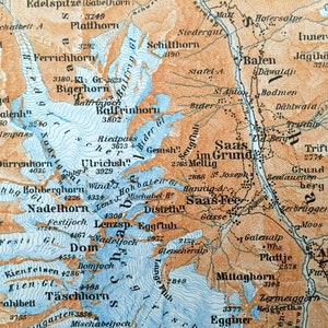 Antique 1913 Brig, Switzerland Map From Baedekers Guide Atlas – Visp ...