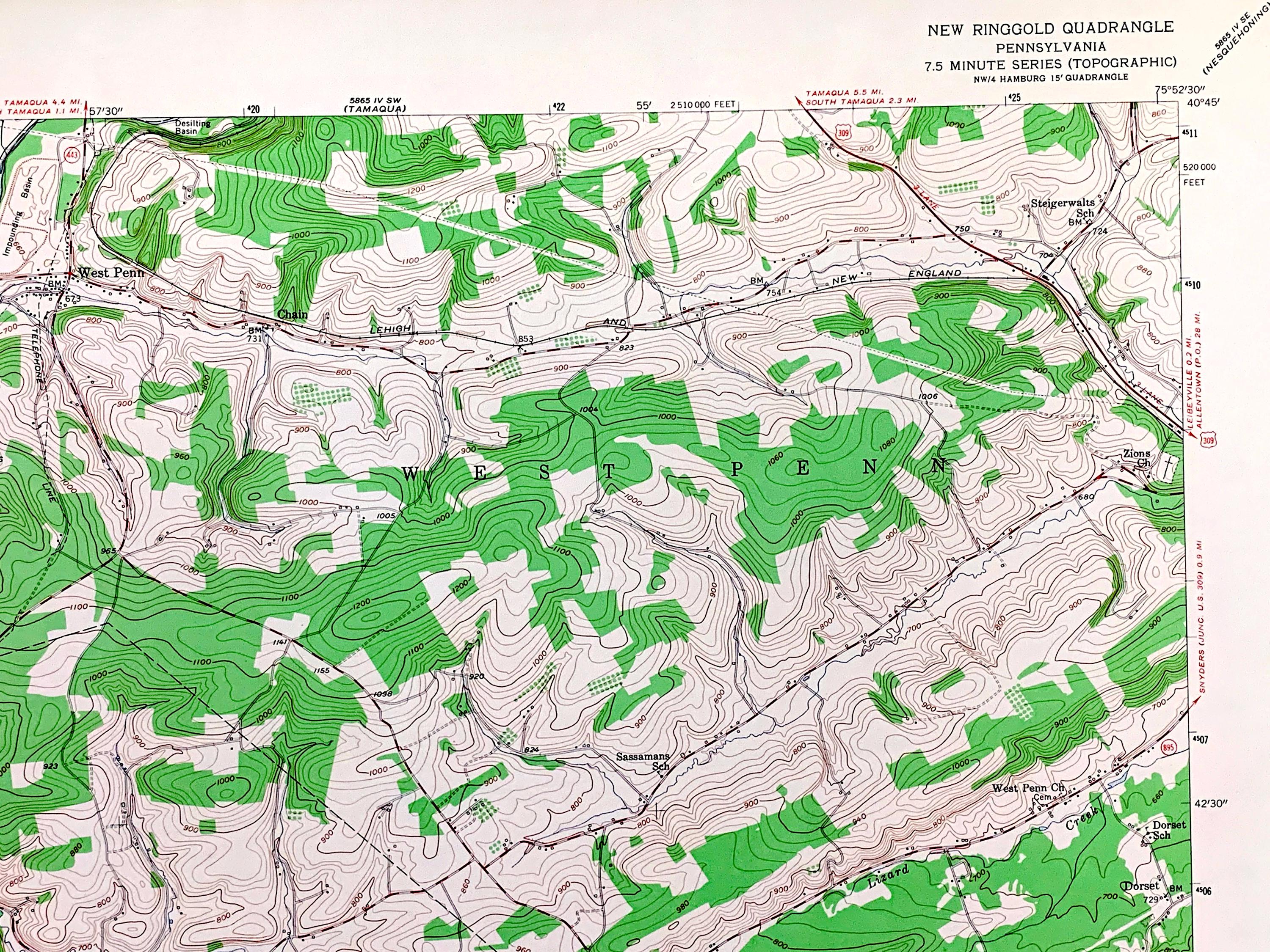 Antique New Ringgold, Pennsylvania 1956 US Geological Survey ...