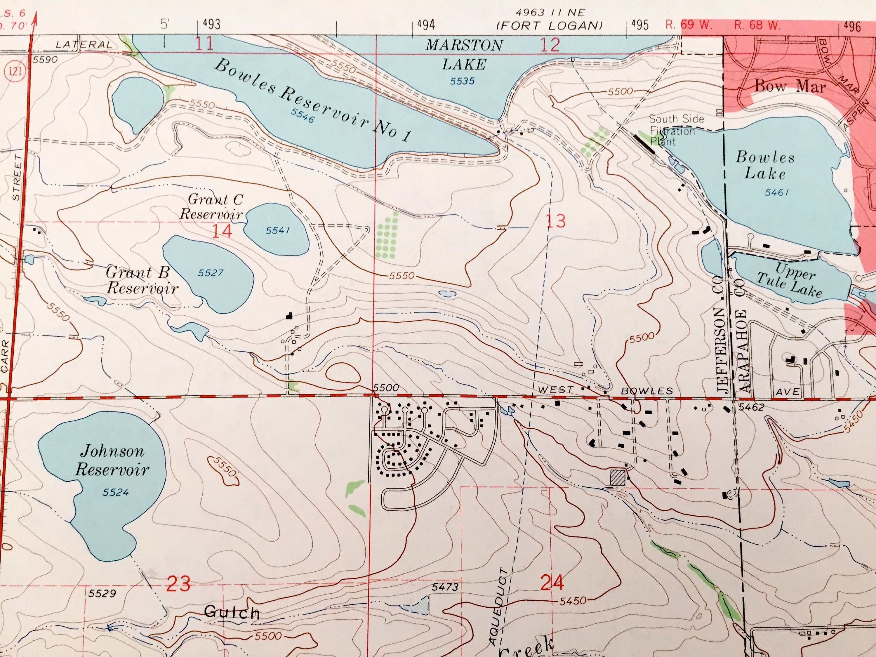 Antique Littleton, Colorado 1965 US Geological Survey Topographic Map ...