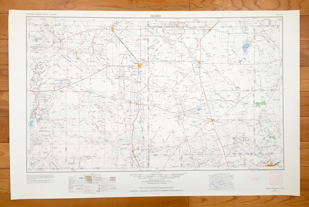 Antique Hobbs, New Mexico 1954 US Geological Survey Topographic Map ...