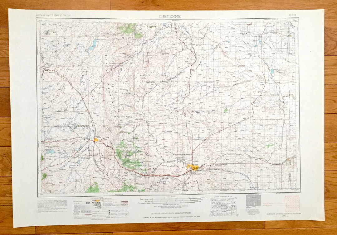 Antique Cheyenne Wyoming 1954 US Geological Survey - Etsy