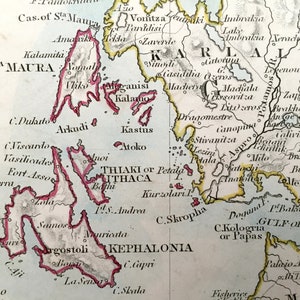 Antique 1845 Greece & Albania Map From SDUK Atlas – Athens, Corinth ...