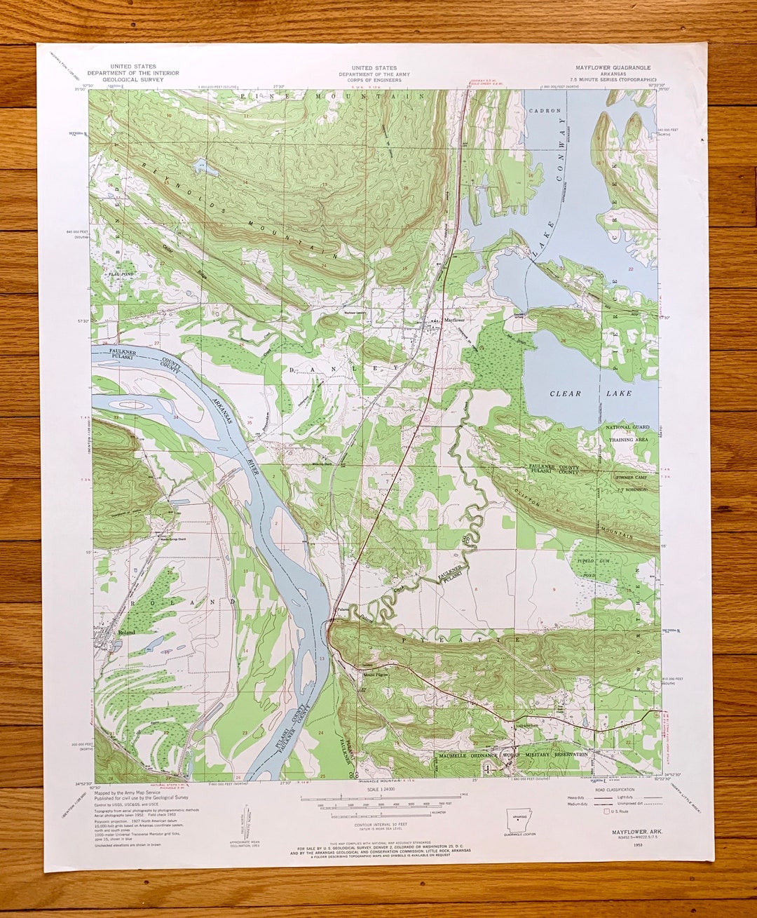 Antique Mayflower, Arkansas 1953 US Geological Survey Topographic Map ...