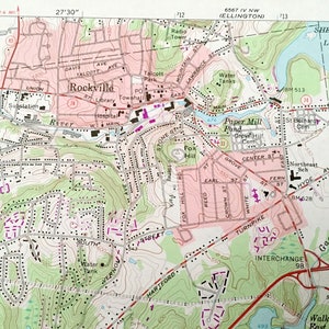 Antique Rockville, Connecticut 1967 US Geological Survey Topographic ...