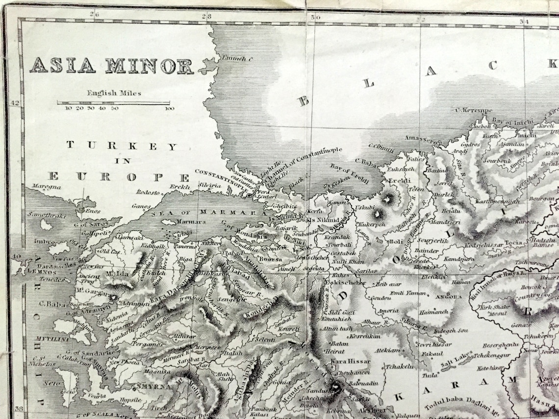 Antique 1845 Asia Minor Map by Archibald Fullarton & Co. - Etsy
