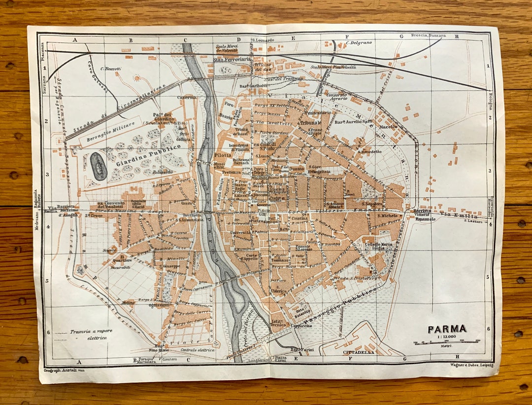 Antique 1913 Parma, Italy Map From Baedekers Guide – Emilia-romagna ...