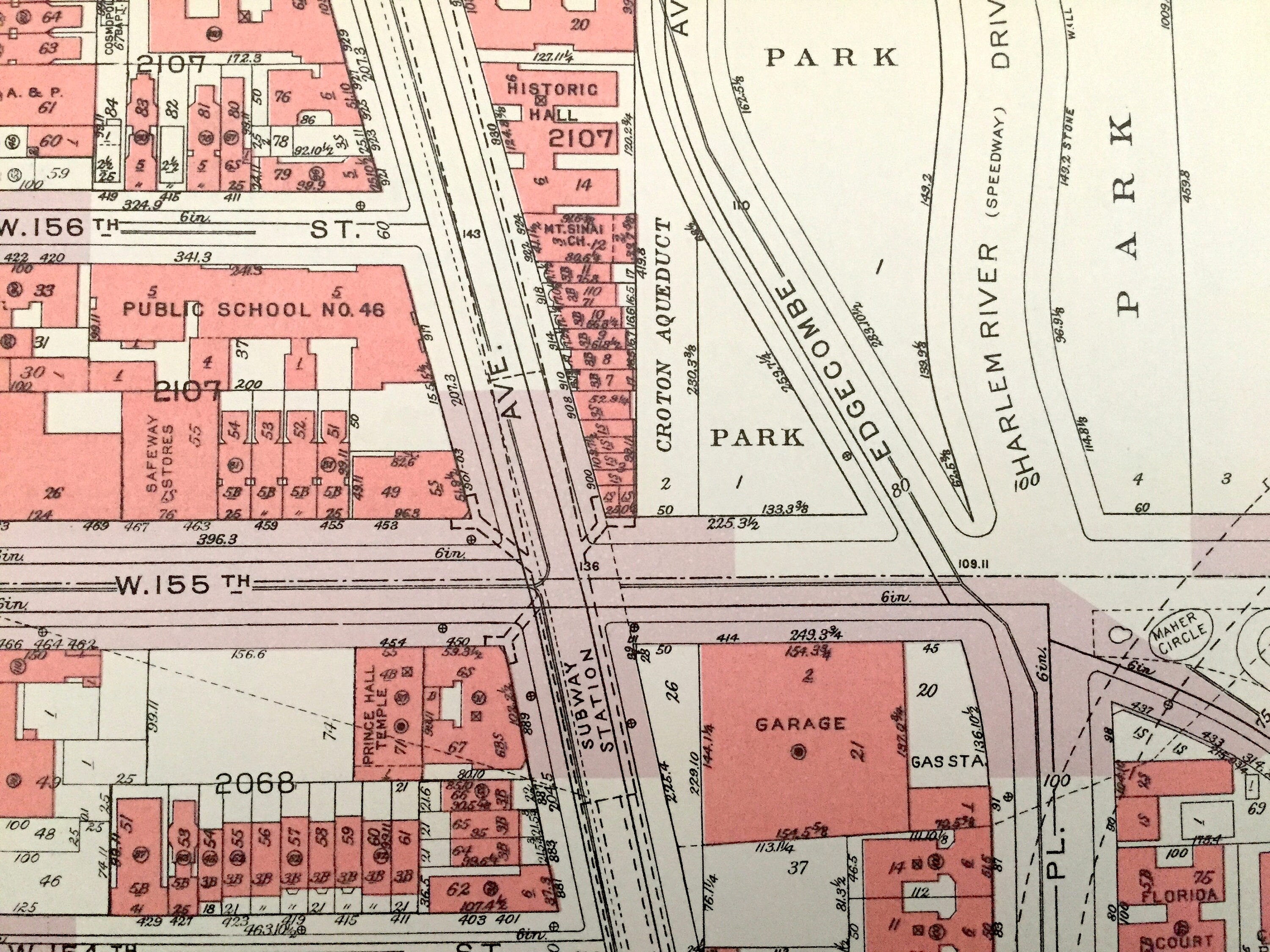 Antique Manhattan, New York City Map From Bromley's 1955 Manhattan Land ...
