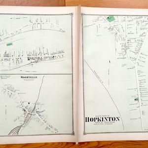 Antique 1875 Hopkinton, Massachusetts Map From J.B. Beers Atlas of ...