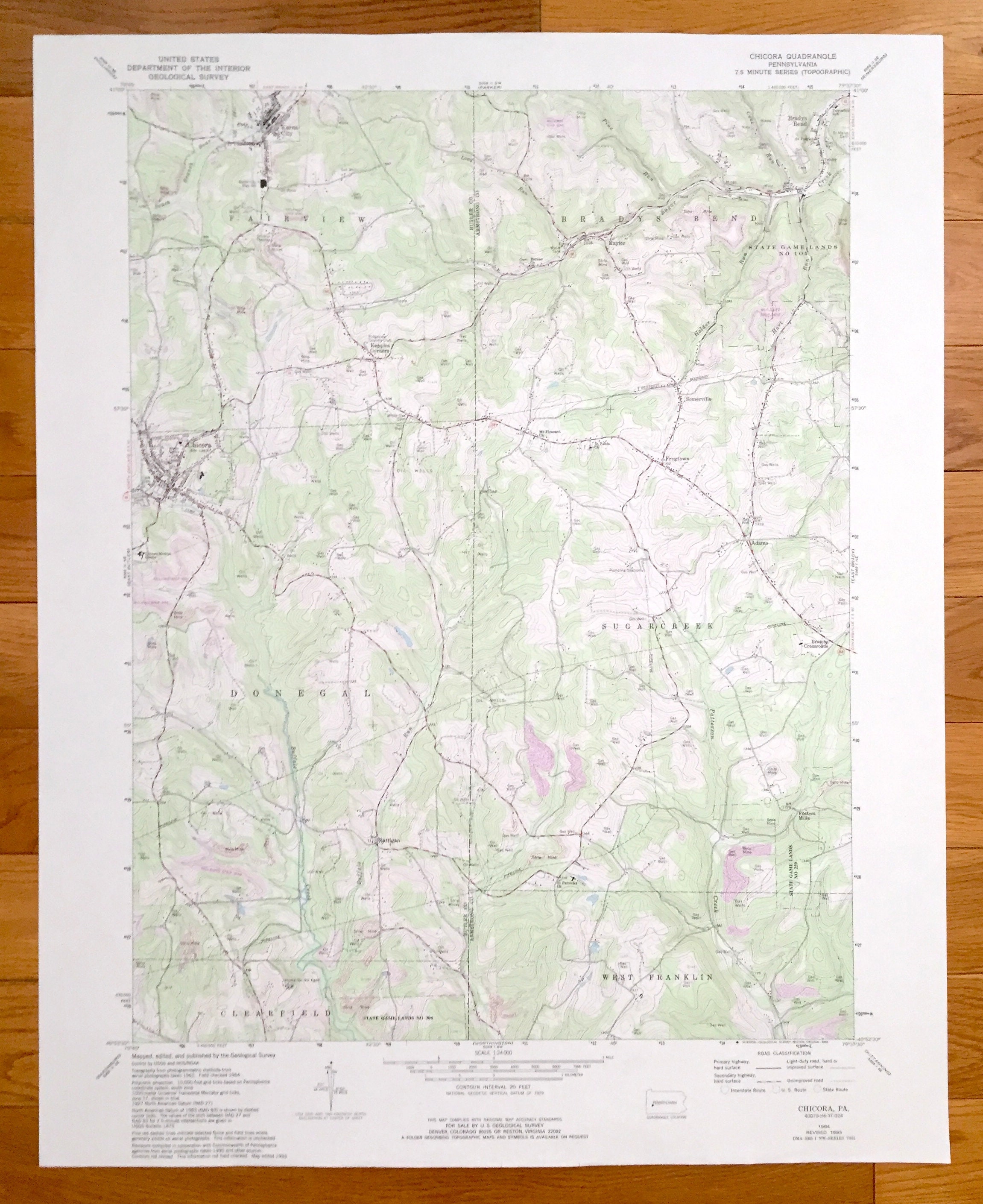 Antique Chicora, Pennsylvania 1964 US Geological Survey Topographic Map ...