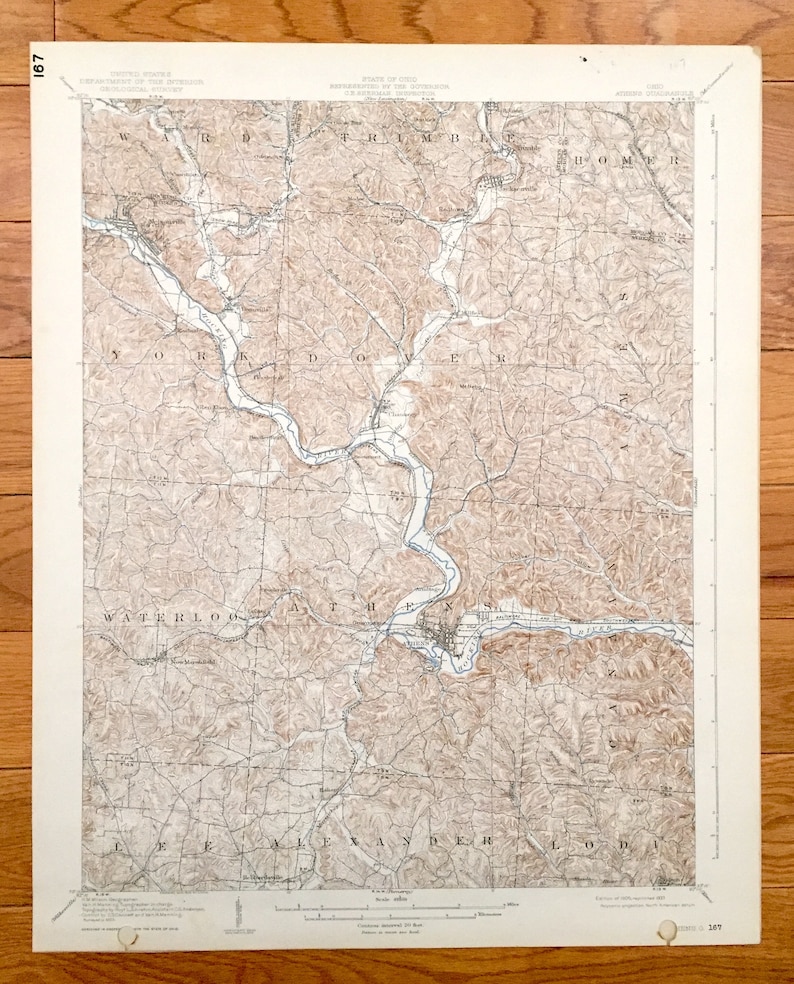 Antique Athens, Ohio 1905 US Geological Survey Topographic Map - Athens ...
