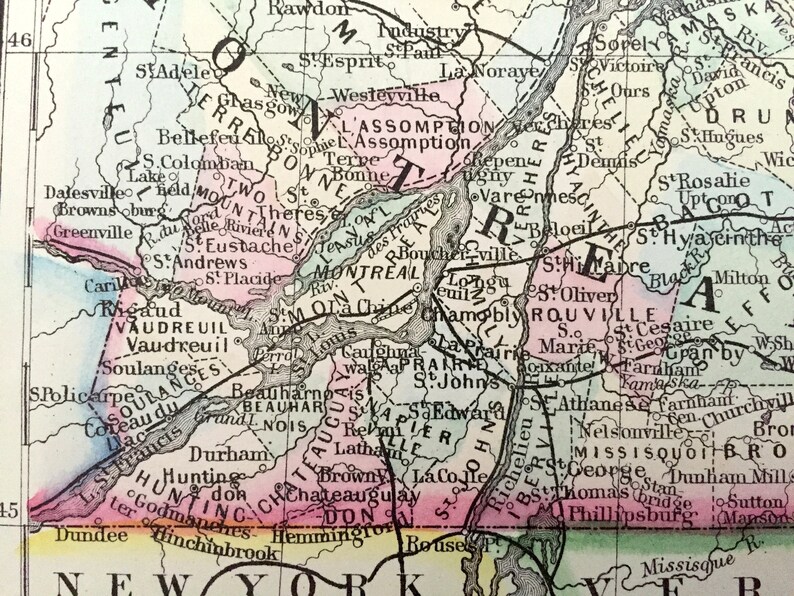 Antique 1871 Quebec Canada Map by S.A. Mitchell Montreal - Etsy