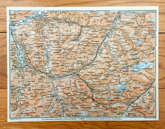 Antique 1913 Chur Switzerland Map From Baedekers Guide Atlas | Etsy