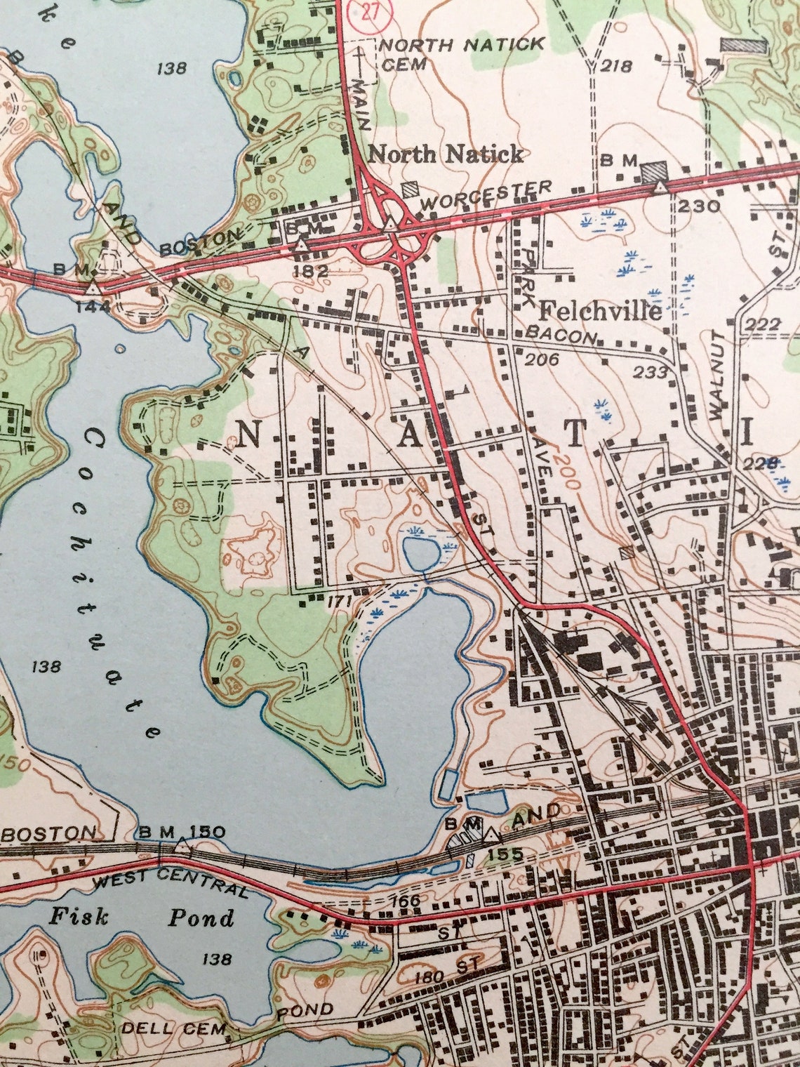 Antique Natick Massachusetts 1943 US Geological Survey Mapa | Etsy