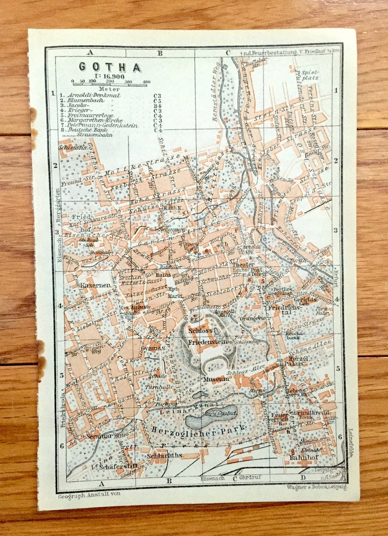 Antique 1925 Gotha Germany Map From Baedekers Guide Atlas - Etsy