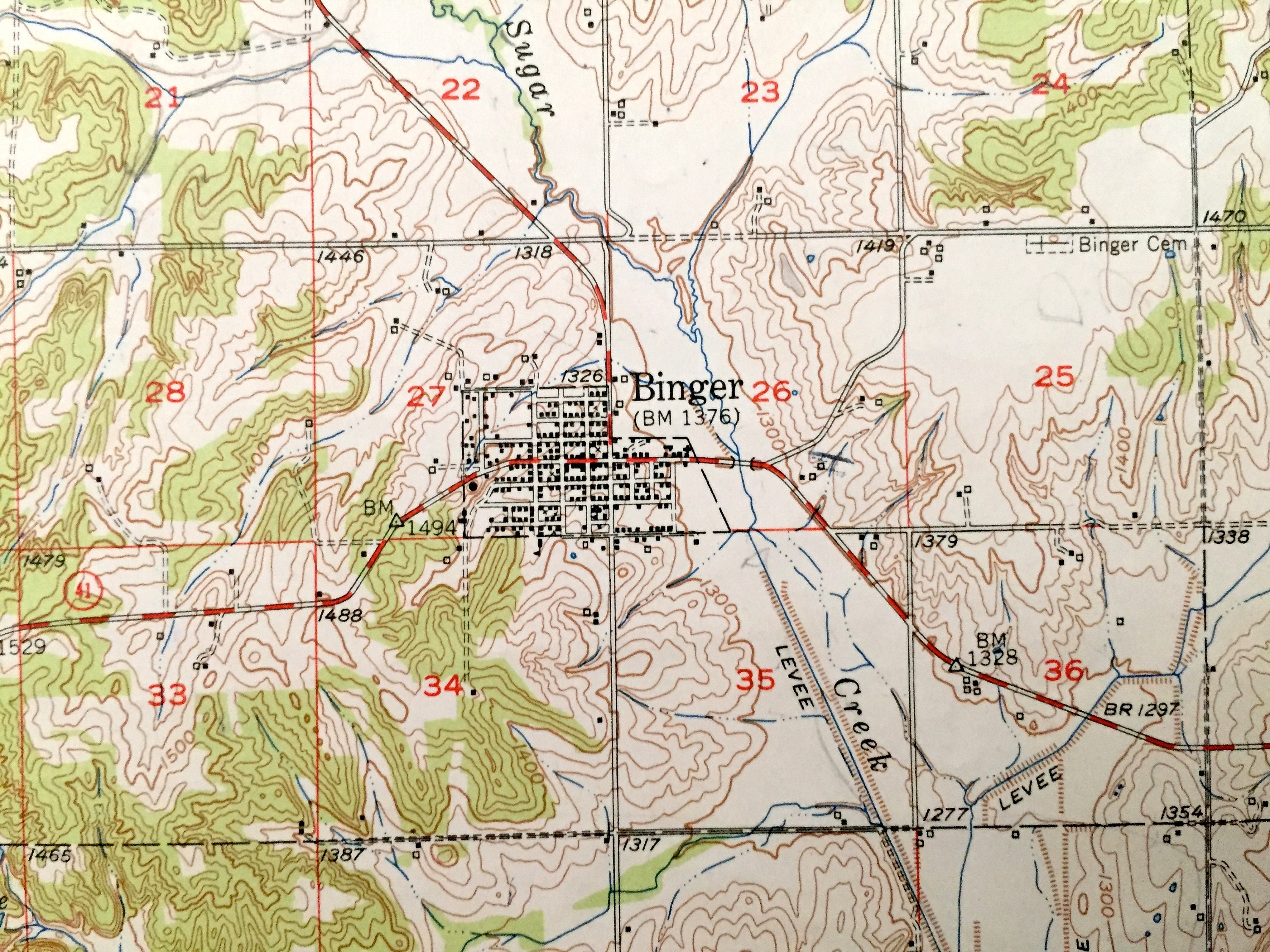 Antique Binger Oklahoma 1951 US Geological Survey Topographic | Etsy