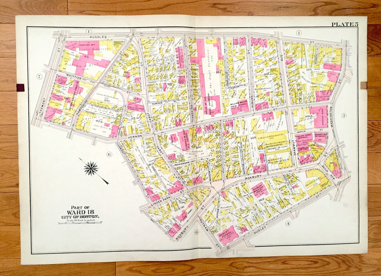 Antique 1906 Roxbury Massachusetts Map From GW Bromley Atlas - Etsy