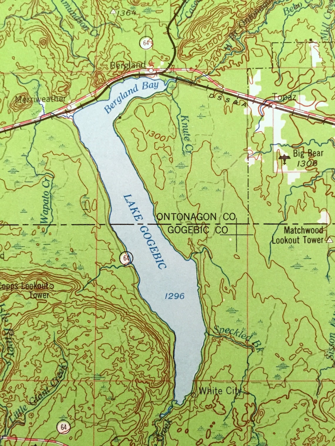 Antique Iron River, Michigan 1961 US Geological Survey Topographic Map ...