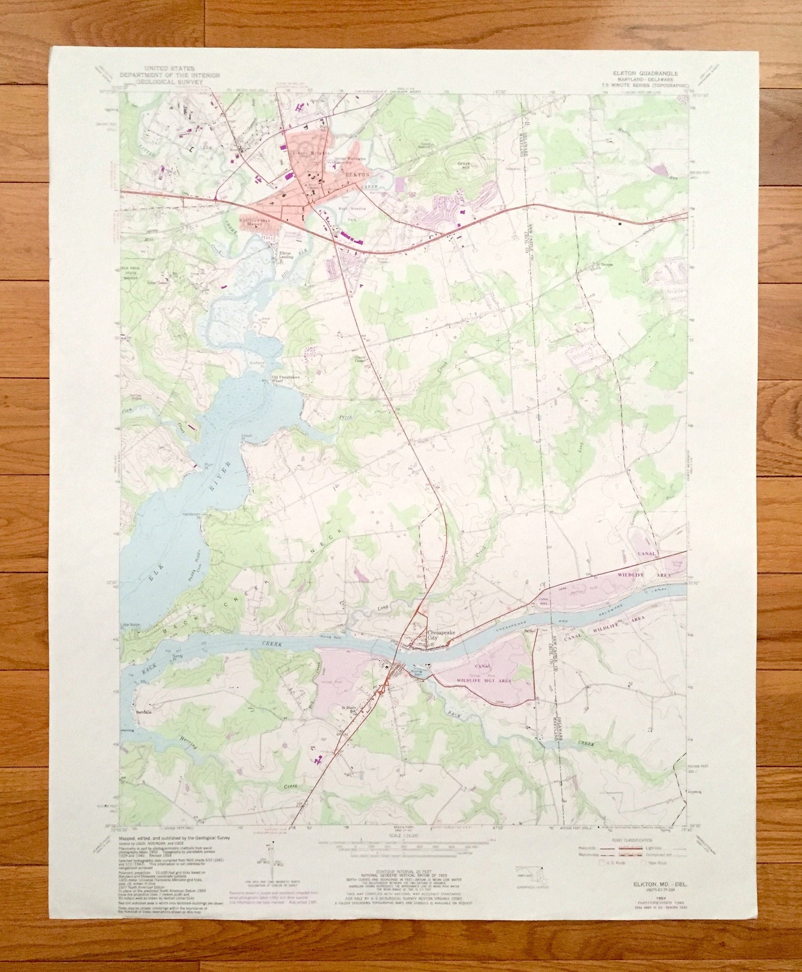 Antique Elkton Maryland 1953 US Geological Survey Topographic - Etsy