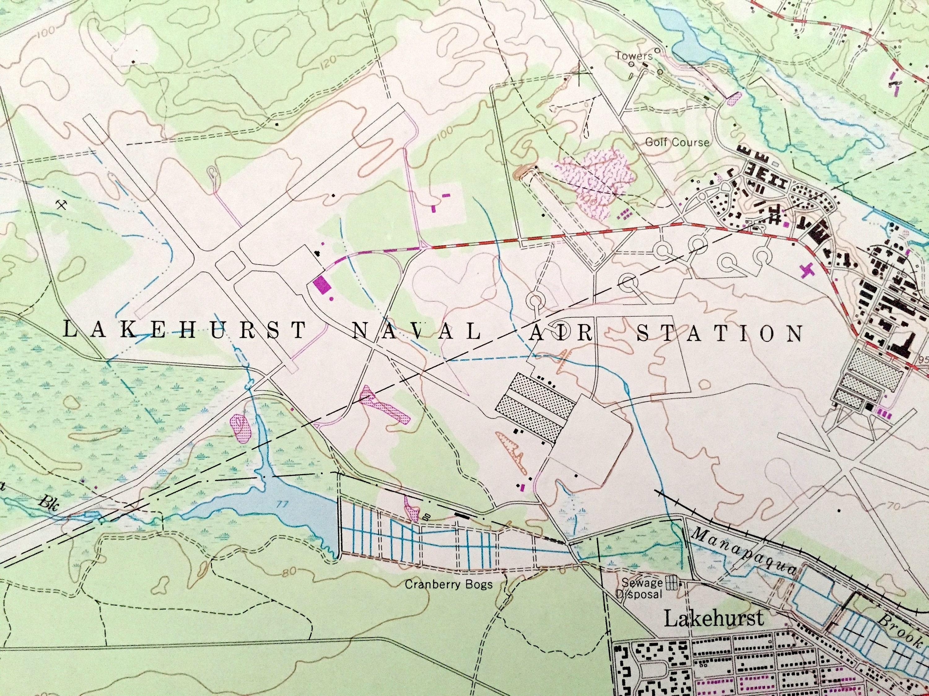 Antique Lakehurst, New Jersey 1957 US Geological Survey Topographic Map ...