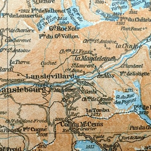 Antique 1914 Lanslebourg, France Map From Baedekers Guide Atlas – Aime ...