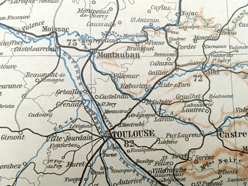 Antique 1914 Southwest France Map From Baedekers Guide Atlas - Etsy