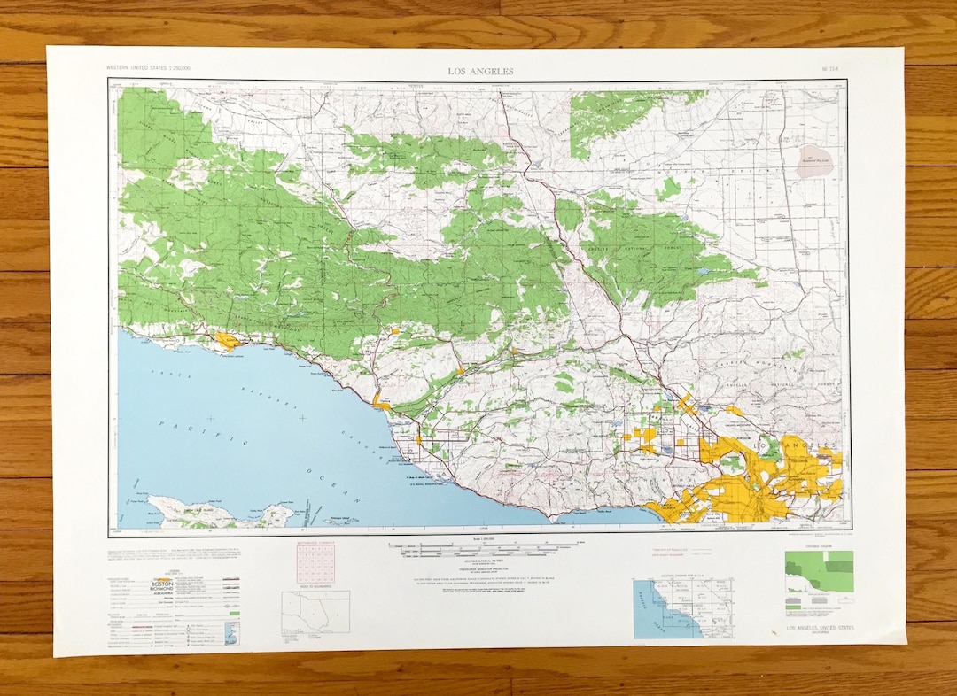 Antique Los Angeles, California 1959 US Geological Survey Topographic ...