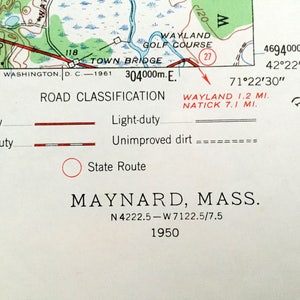 Antique Maynard, Massachusetts 1950 US Geological Survey Topographic ...