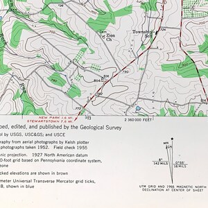 Antique Airville, Pennsylvania 1955 US Geological Survey Topographic ...