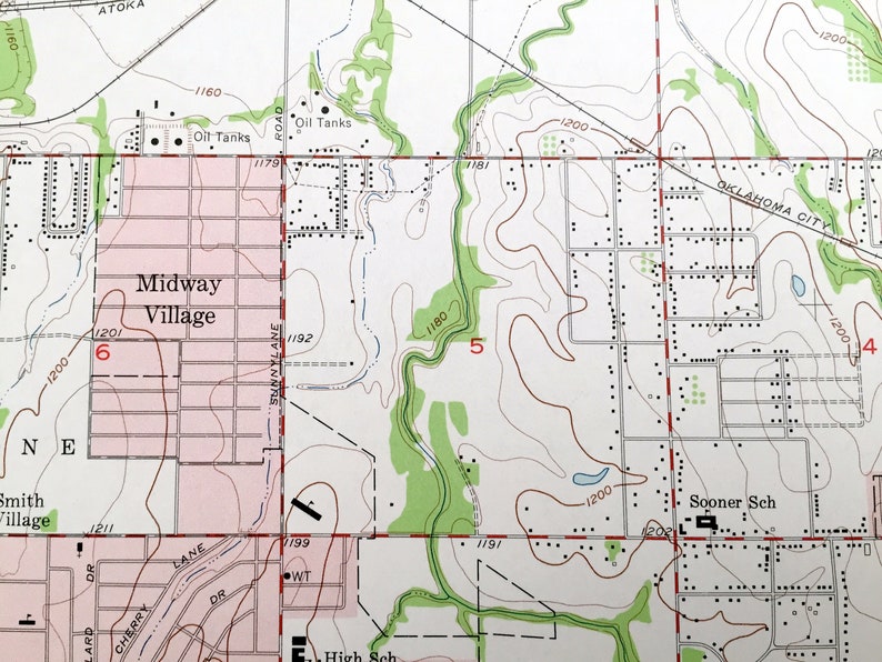 Antique Midwest City Oklahoma 1956 US Geological Survey - Etsy