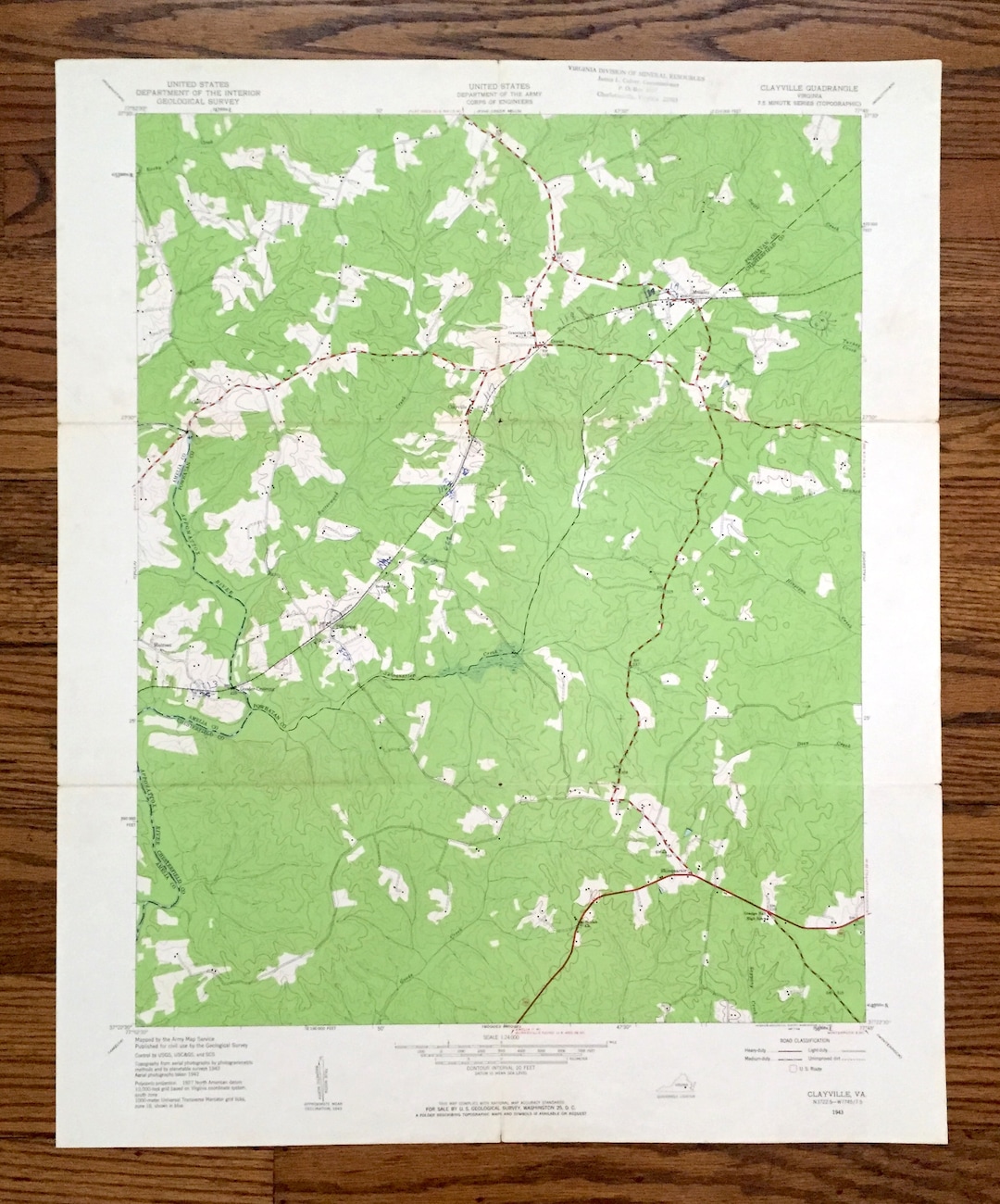 Antique Clayville, Virginia 1943 US Geological Survey Topographic Map ...