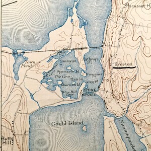 Antique 1893 Fall River, Massachusetts US Geological Survey Topographic ...
