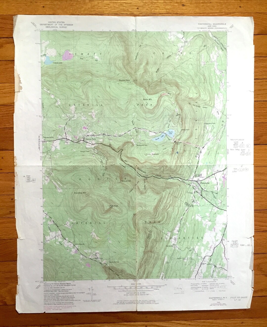 Antique Kaaterskill, New York 1946 US Geological Survey Topographic Map ...