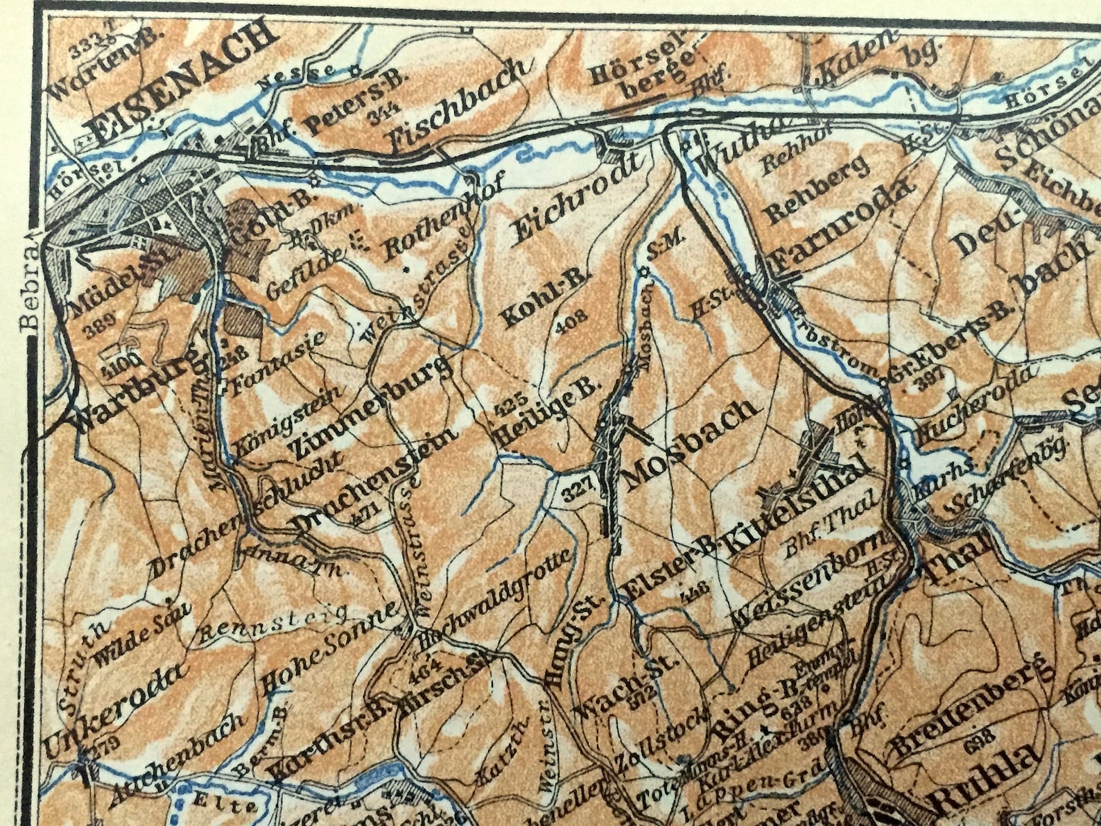 Antique 1925 Friedrichroda, Germany Map From Baedekers Guide Atlas ...