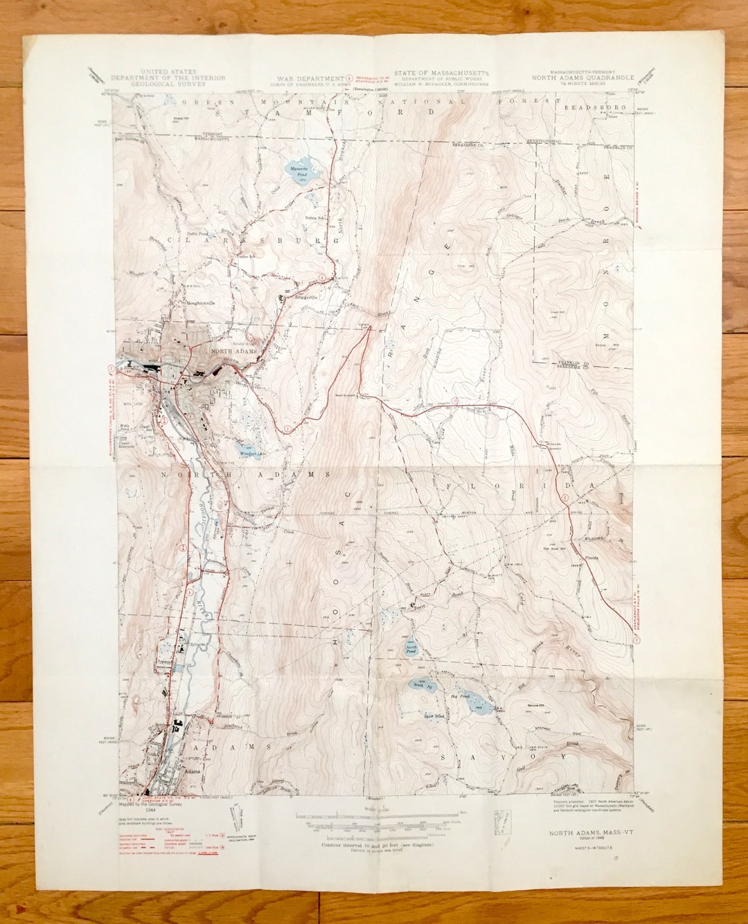 Antique North Adams, Massachusetts 1948 US Geological Survey ...