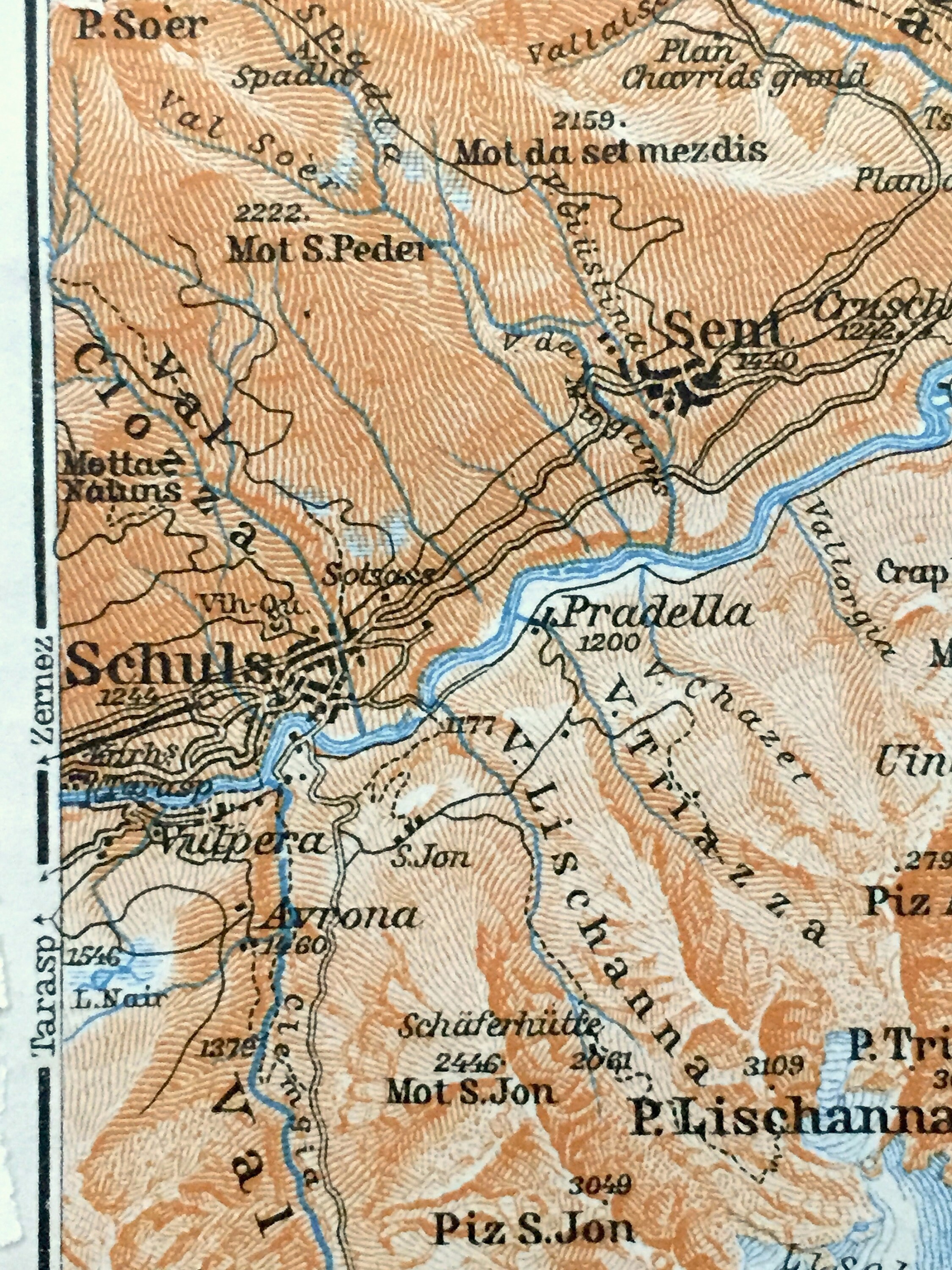 Antique 1913 Scuol Switzerland Map From Baedekers Guide Atlas - Etsy